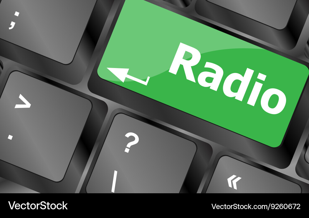 Radio-Taste auf einem Computer-Tastaturtasten Vektorbild