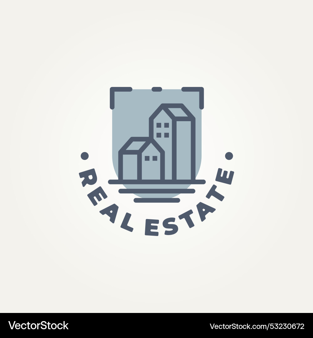 Real estate building with shield line art logo Vector Image
