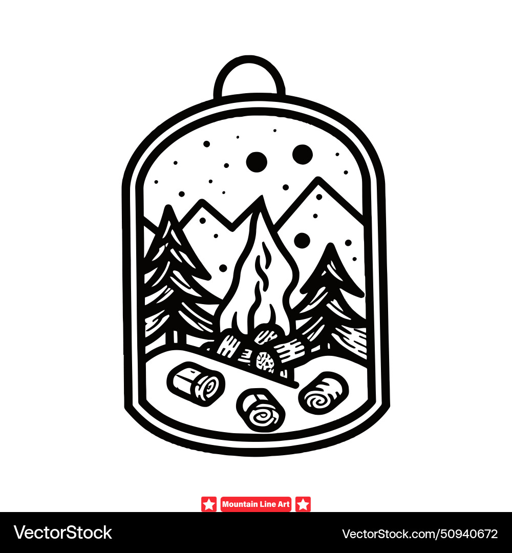 Summit splendor bold line art silhouette Vector Image