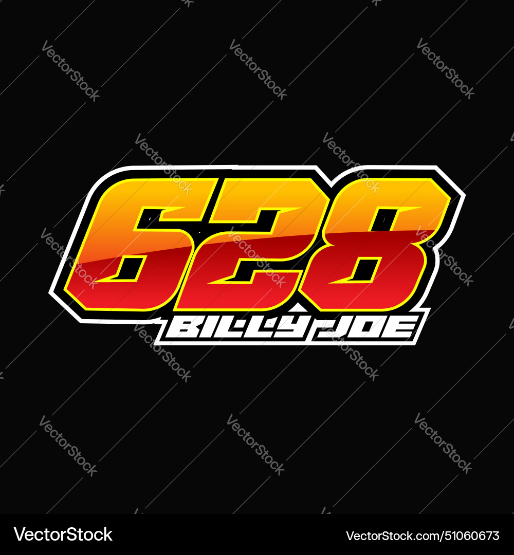 628 race start number logo template Royalty Free Vector