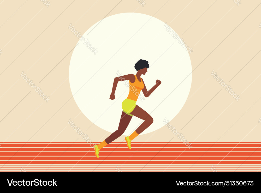 Athletic running dark skinned woman Royalty Free Vector