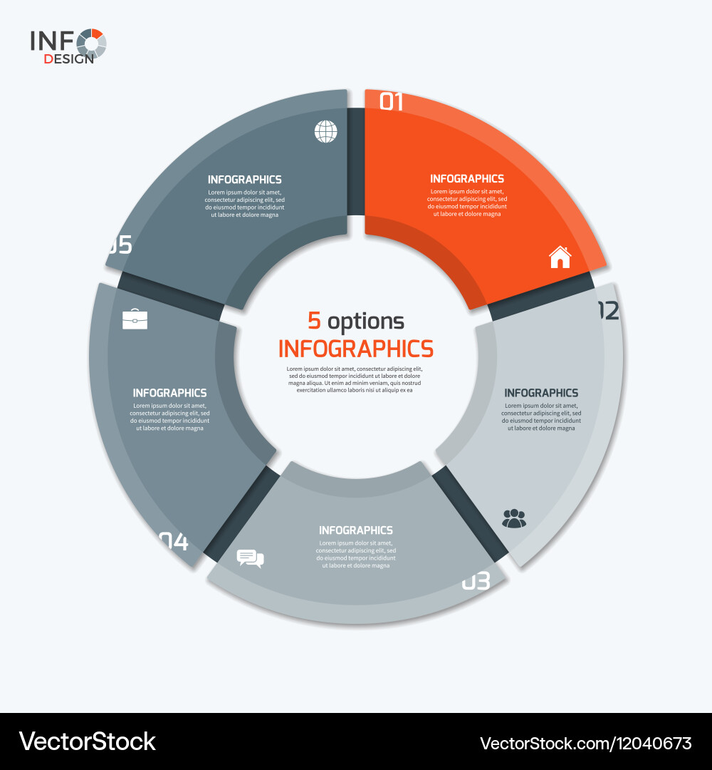 Circle chart infographic template with 5 options Vector Image