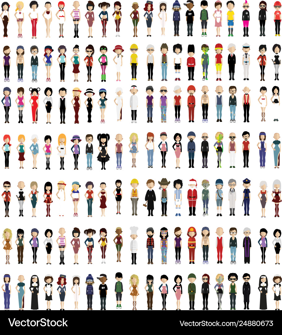 Collection people models Royalty Free Vector Image