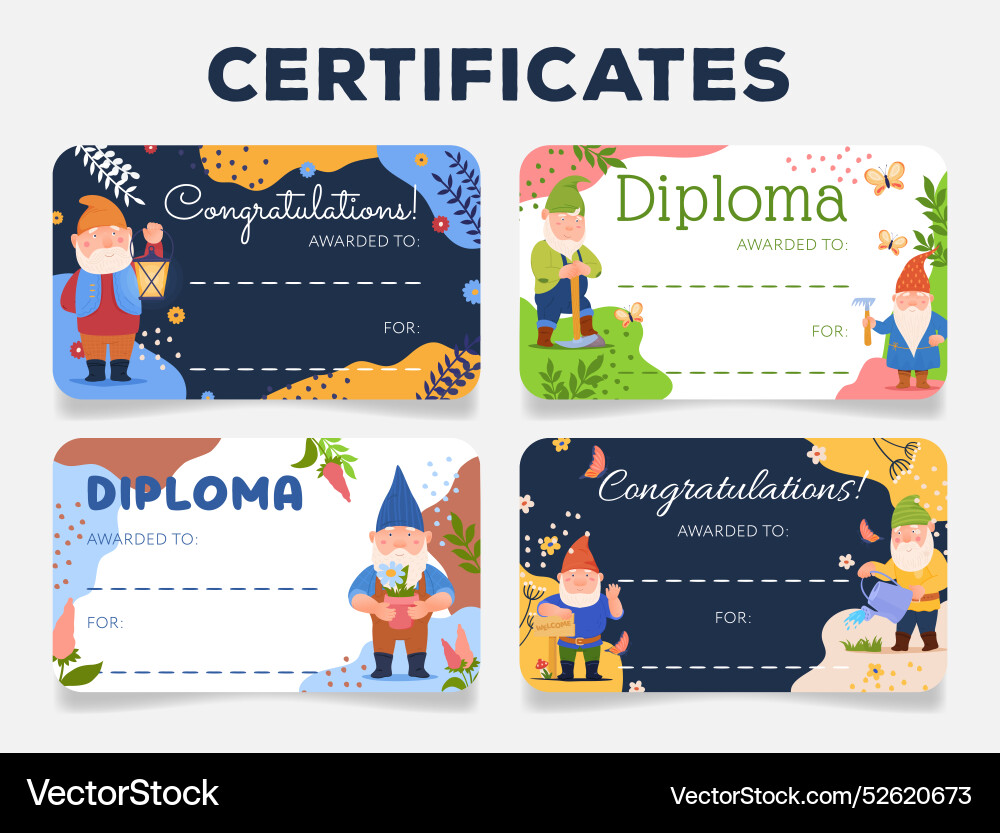 Delightful certificate designs featuring playful Vector Image
