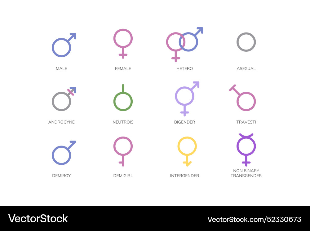 Flat pride month symbols collection Royalty Free Vector