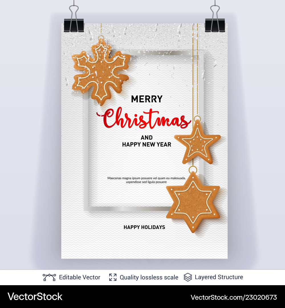Gingerbread cookies and text on light banner Vector Image