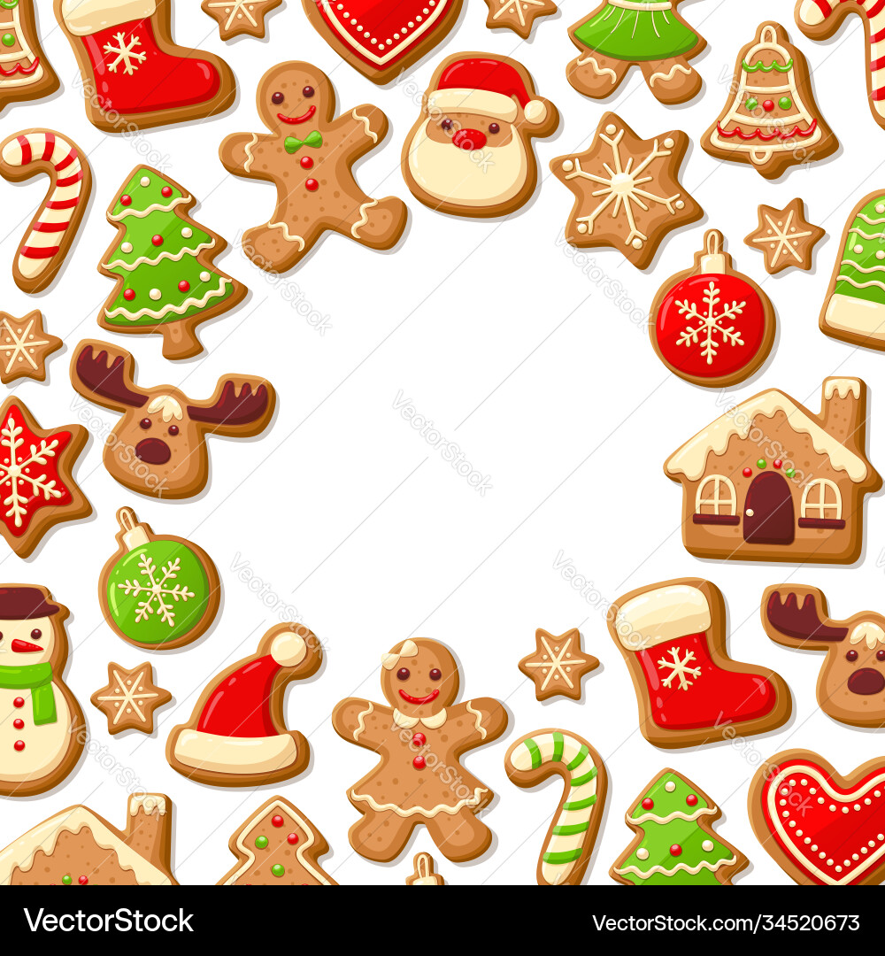 Gingerbread cookies background Royalty Free Vector Image