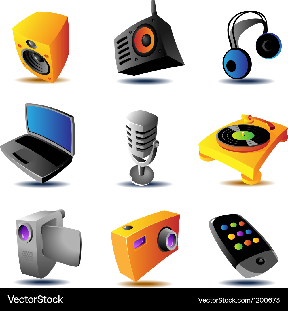 Icons of media devices Royalty Free Vector Image
