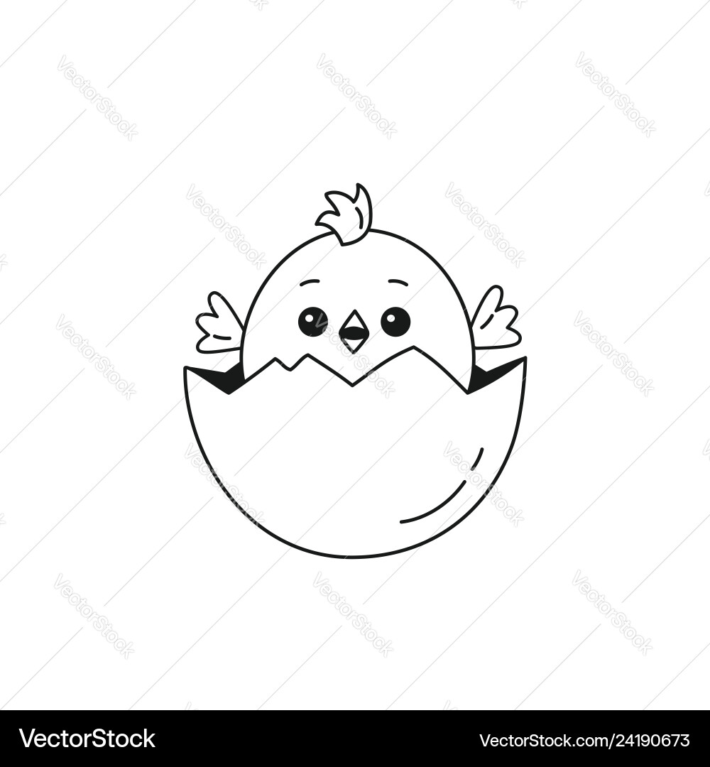 Outline of chicken baby inside egg Royalty Free Vector Image