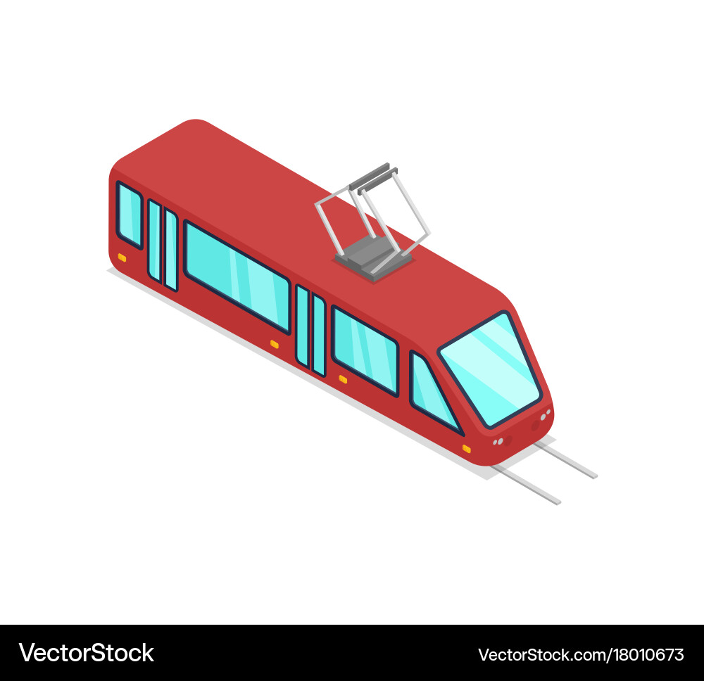 Red streetcar isolated isometric 3d icon Vector Image