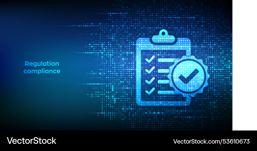 Regulation compliance icon made with binary code Vector Image