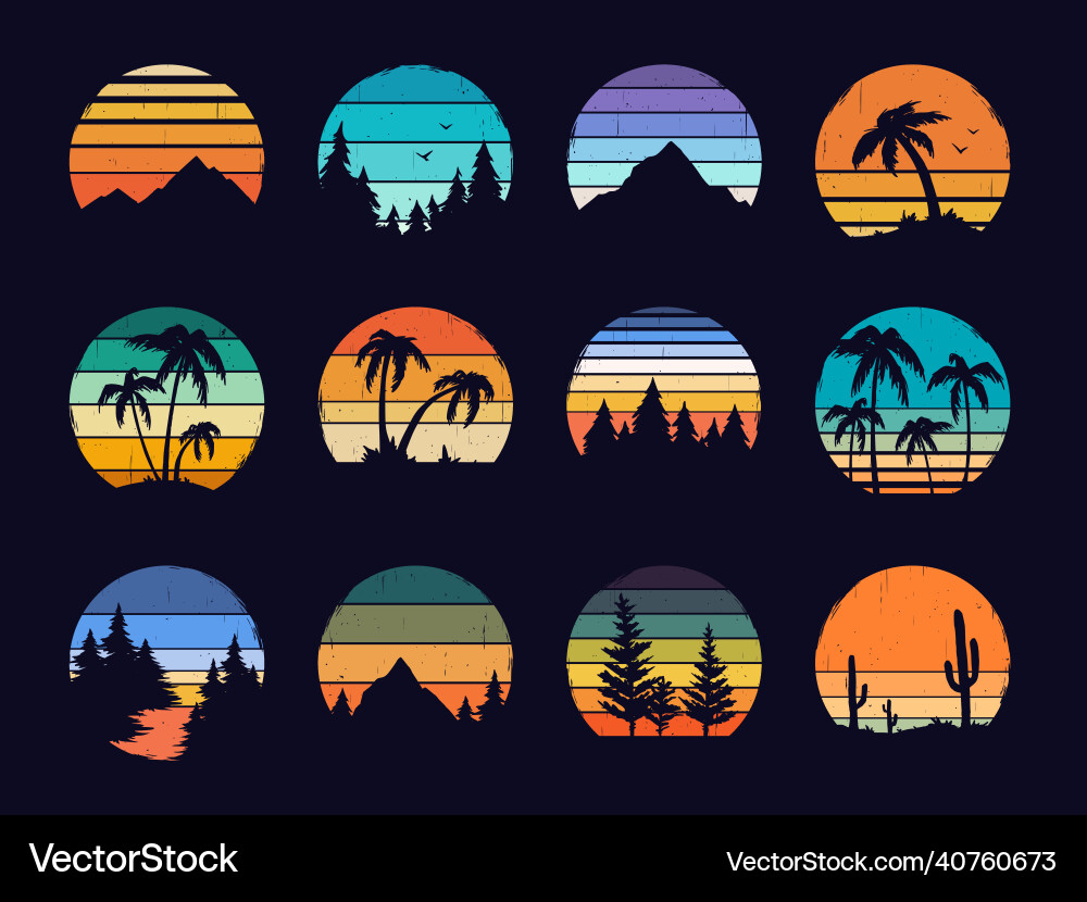 Retro Sunset Stripes Royalty Free Vector Image