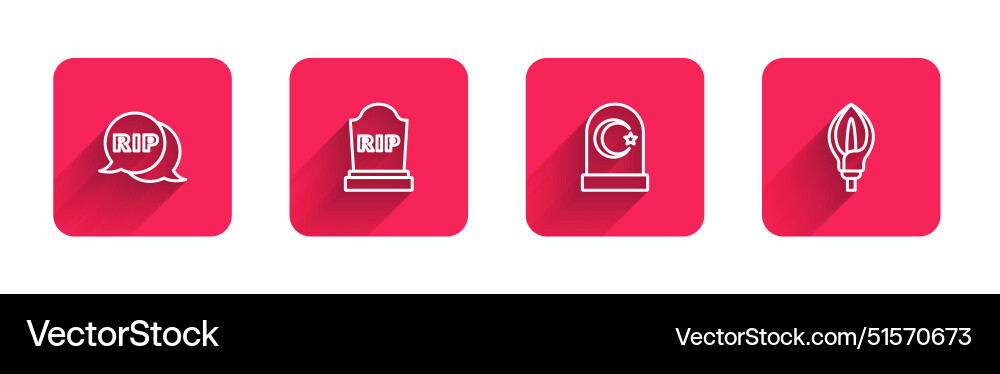 Set line speech bubble rip death tombstone Vector Image