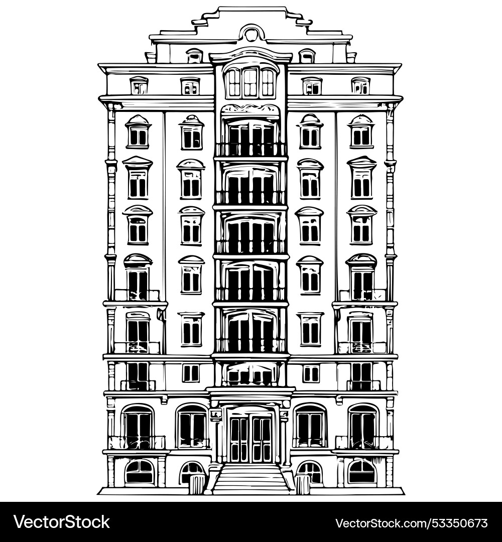 Sketches apartments drawing realistic outline Vector Image