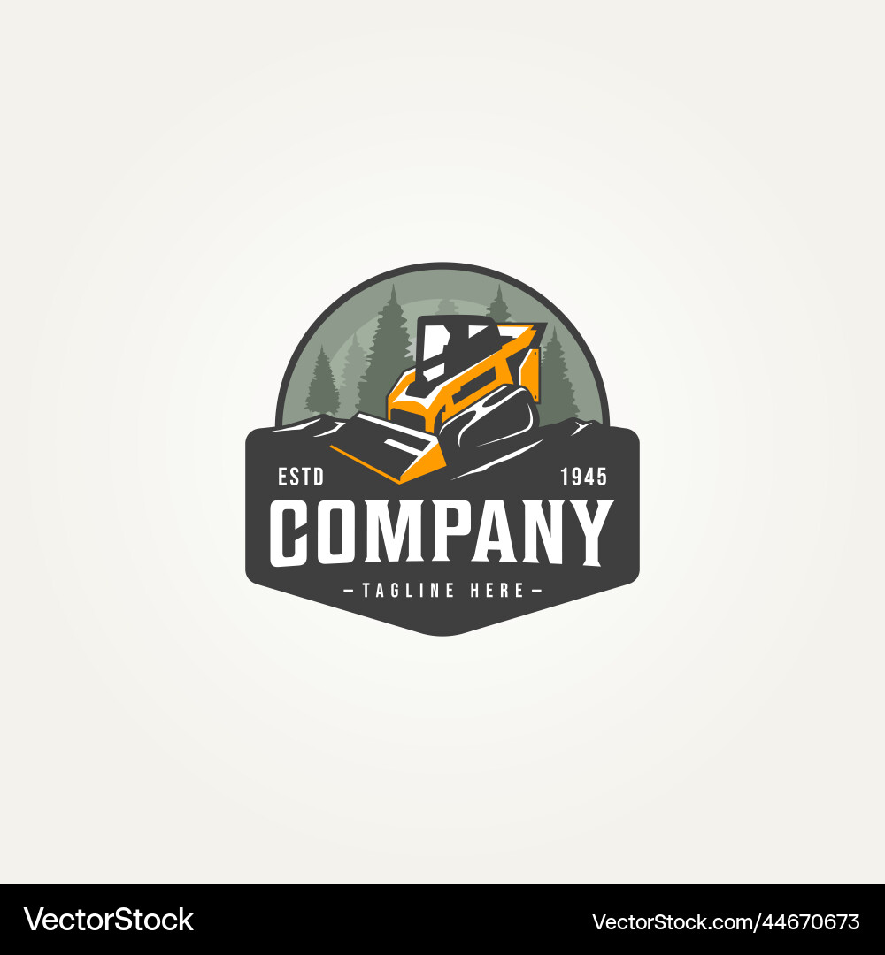Skid steer machine construction icon label emblem Vector Image