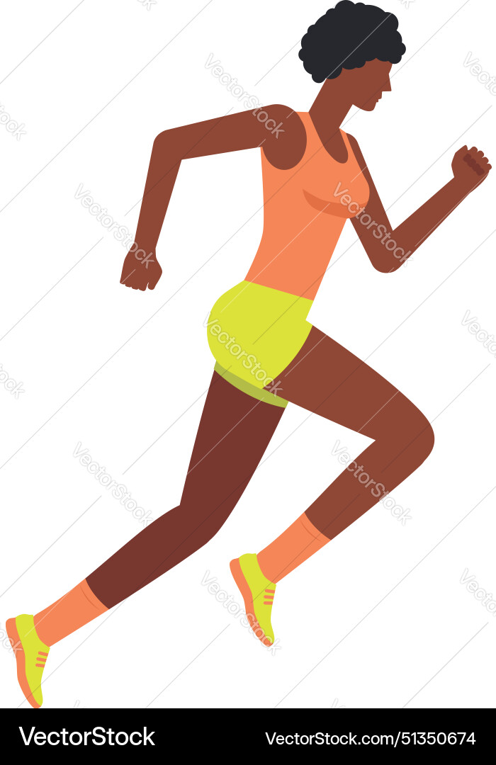 Athletic running dark skinned woman Royalty Free Vector