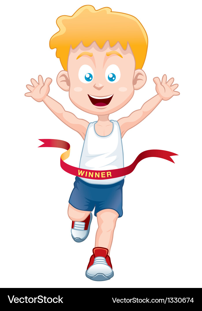 Boy winner Royalty Free Vector Image - VectorStock