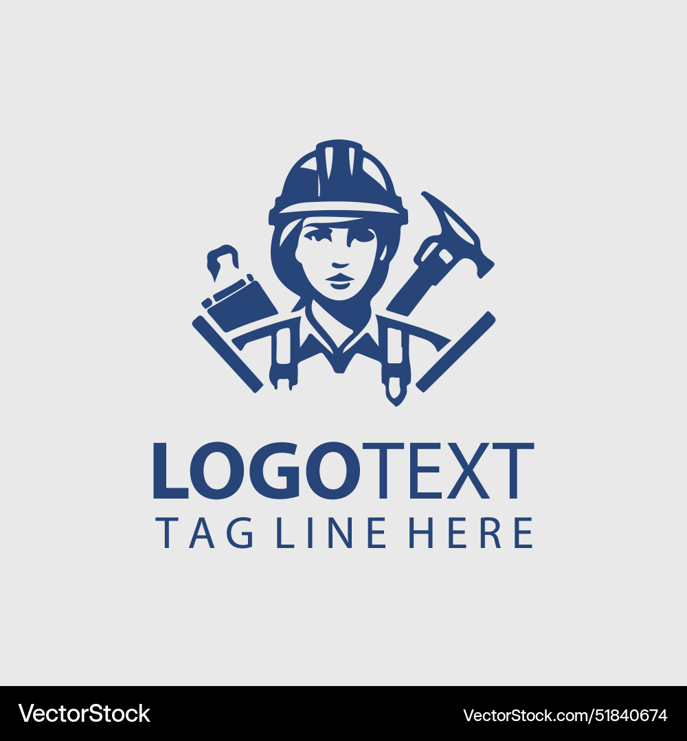 Construction worker logo Royalty Free Vector Image