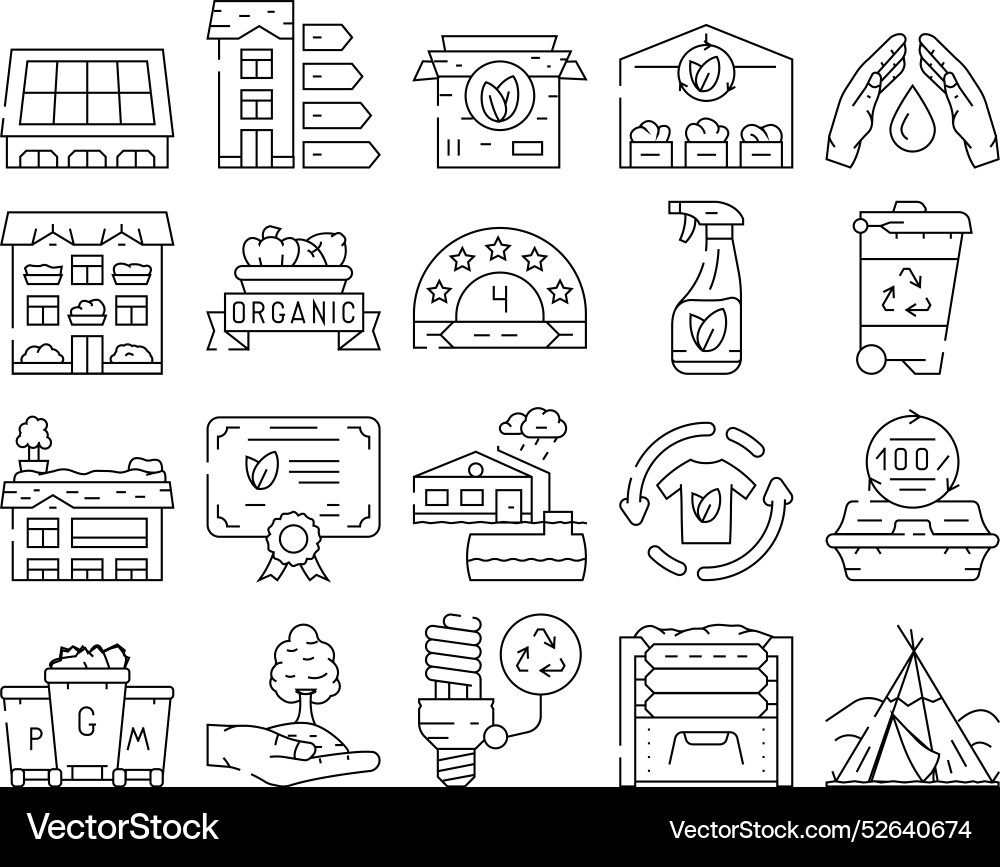 Green living eco icons set Royalty Free Vector Image