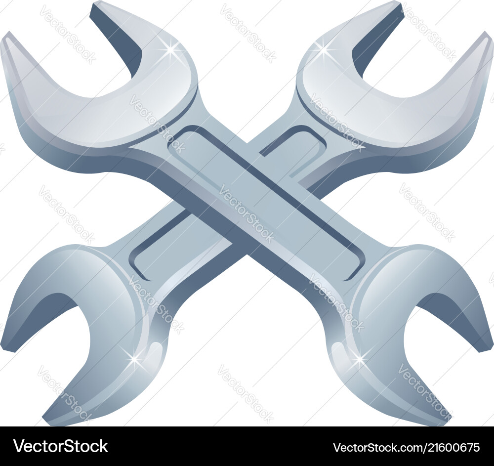 Crossed wrench spanners Royalty Free Vector Image