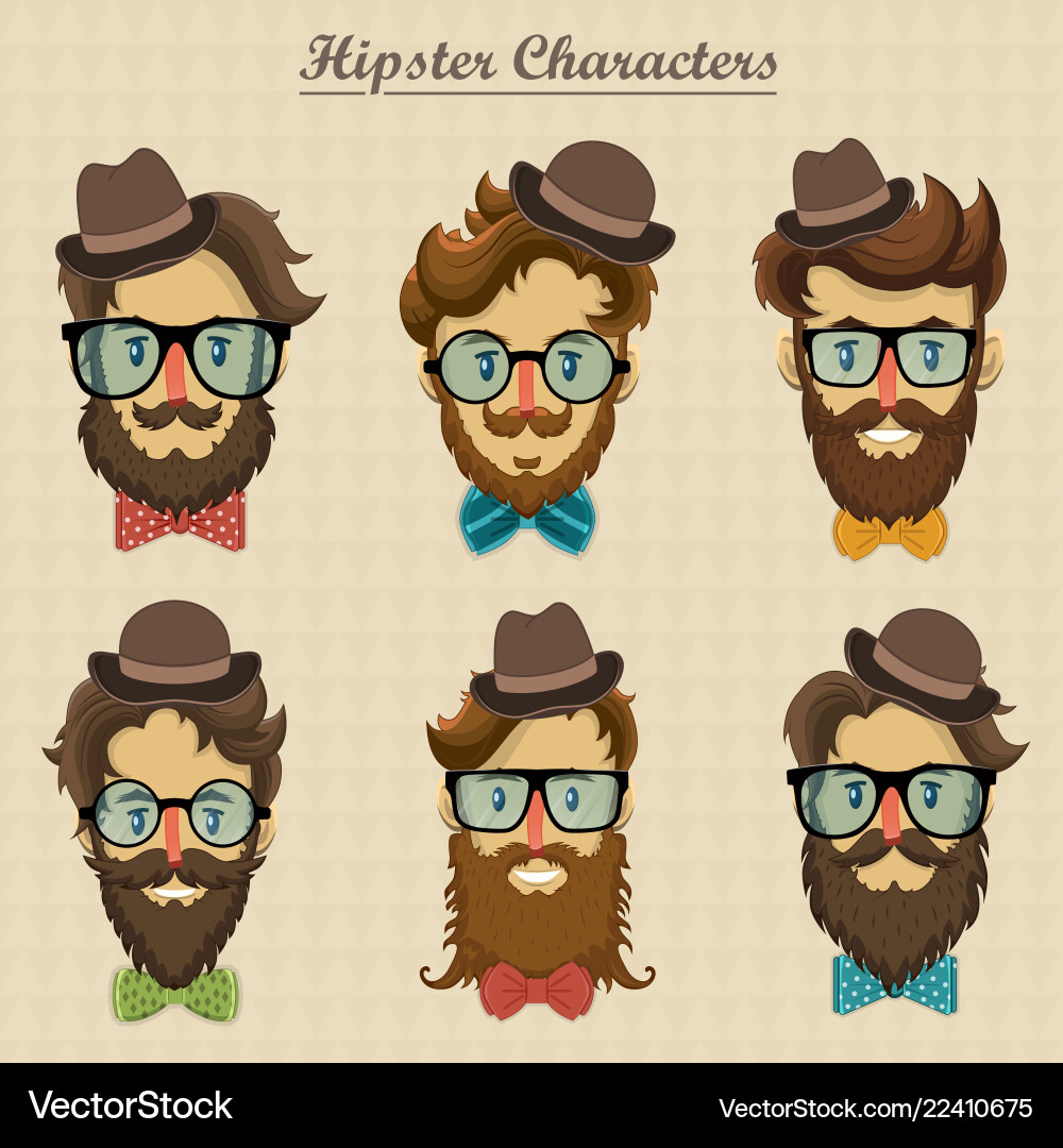 Hipster characters with retro hairstyle Royalty Free Vector