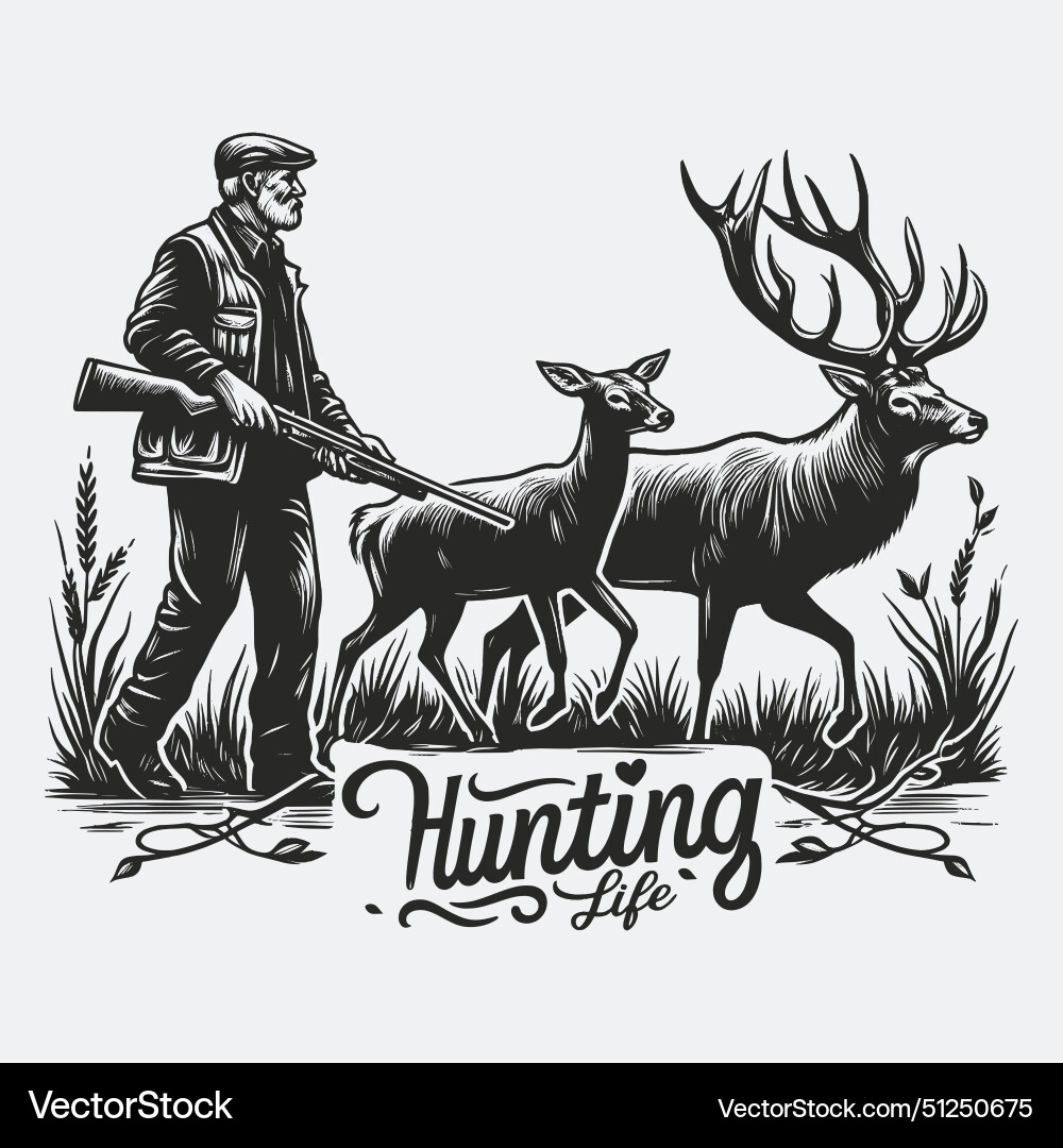 Hunting life svg silhouette file Royalty Free Vector Image