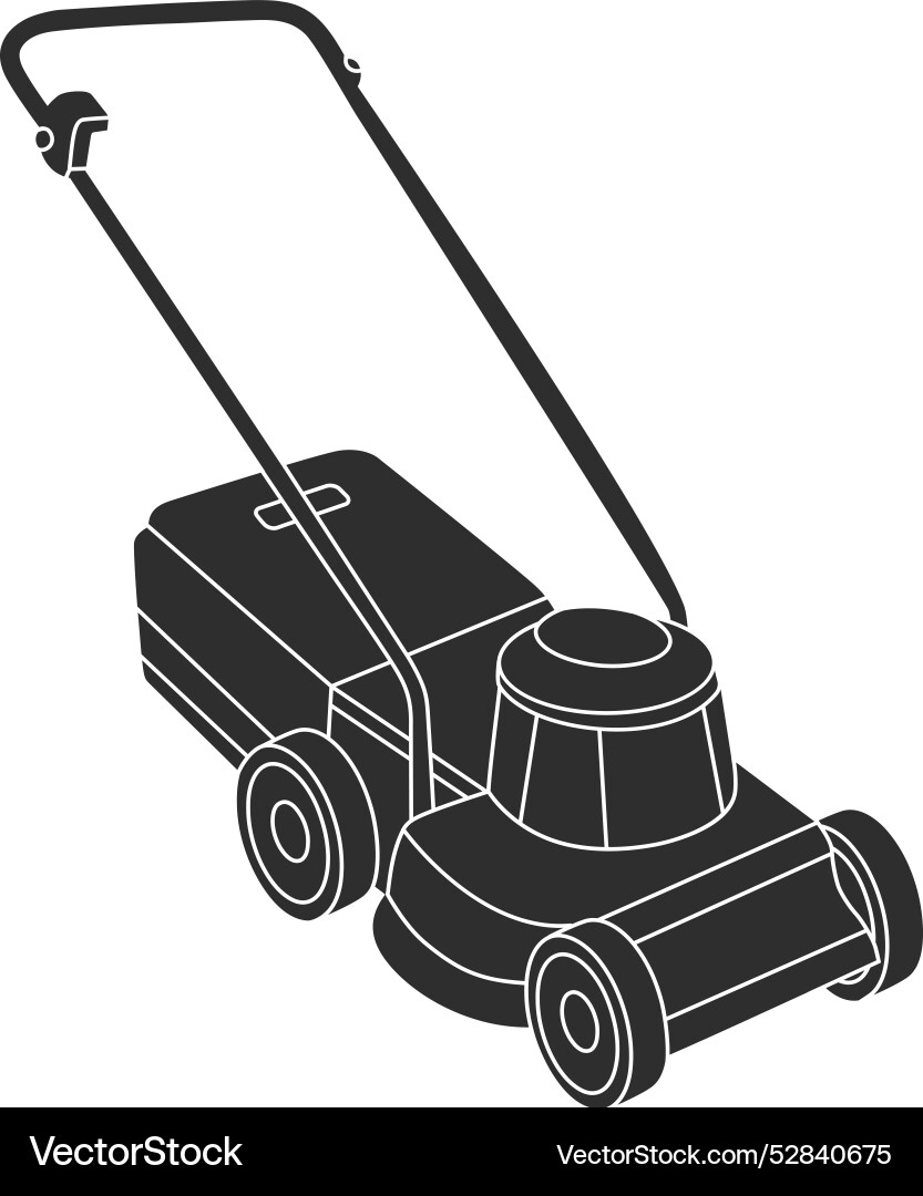 Lawn rotary trimmer mower machine black icon Vector Image
