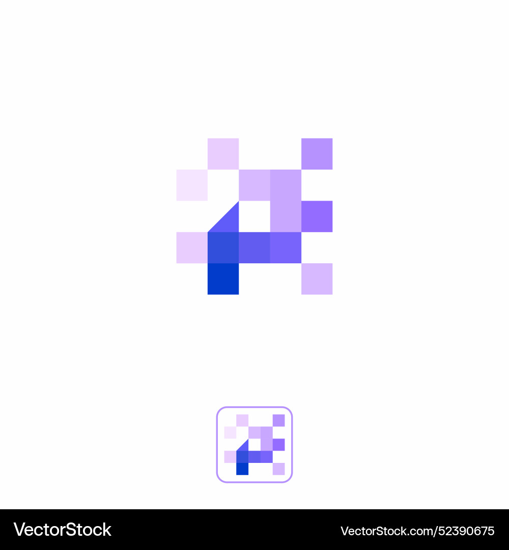 Letter p creative technological modern data pixel Vector Image