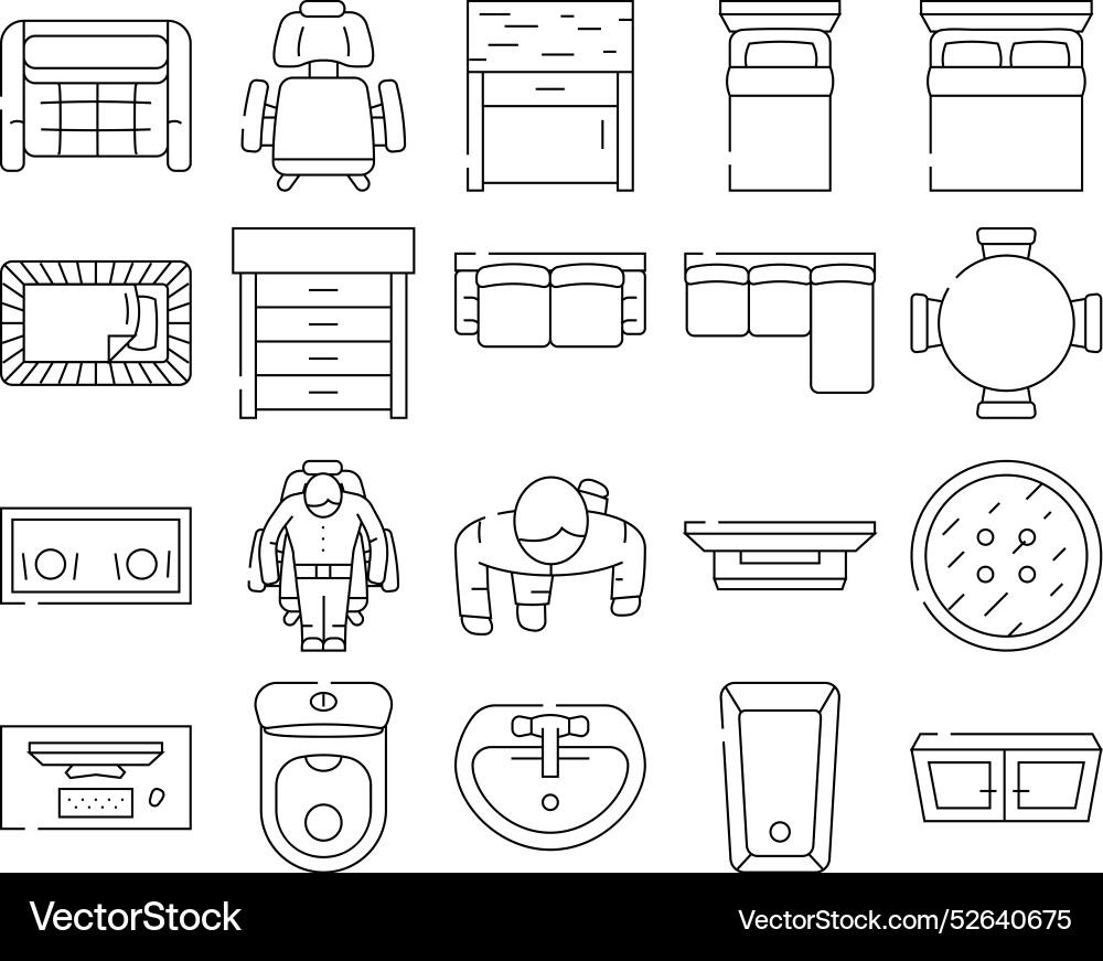 Plan floor home icons set Royalty Free Vector Image