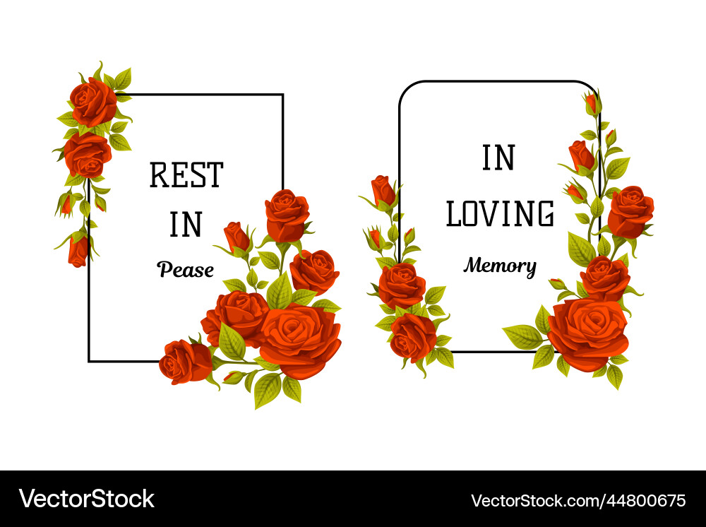 Red Rose Funeral Frame with Quote Royalty Free Vector Image