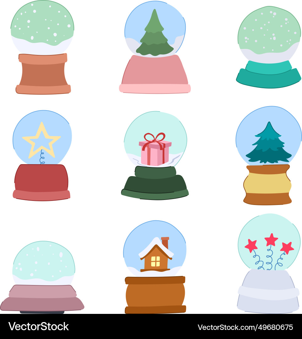 Snow ball set cartoon Royalty Free Vector Image