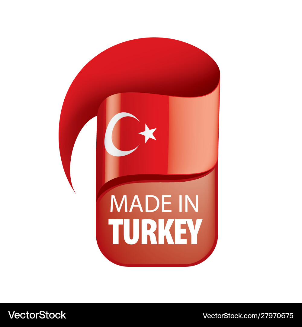 Turkey flag on a white Royalty Free Vector Image