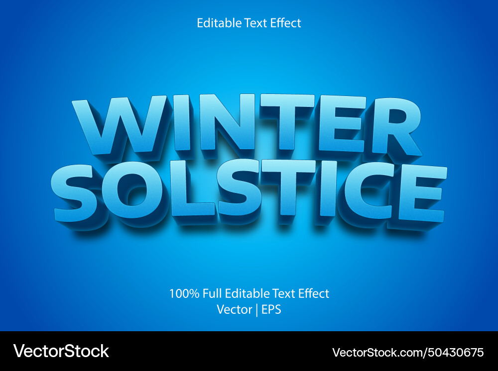 Winter solstice editable text effect embossed Vector Image