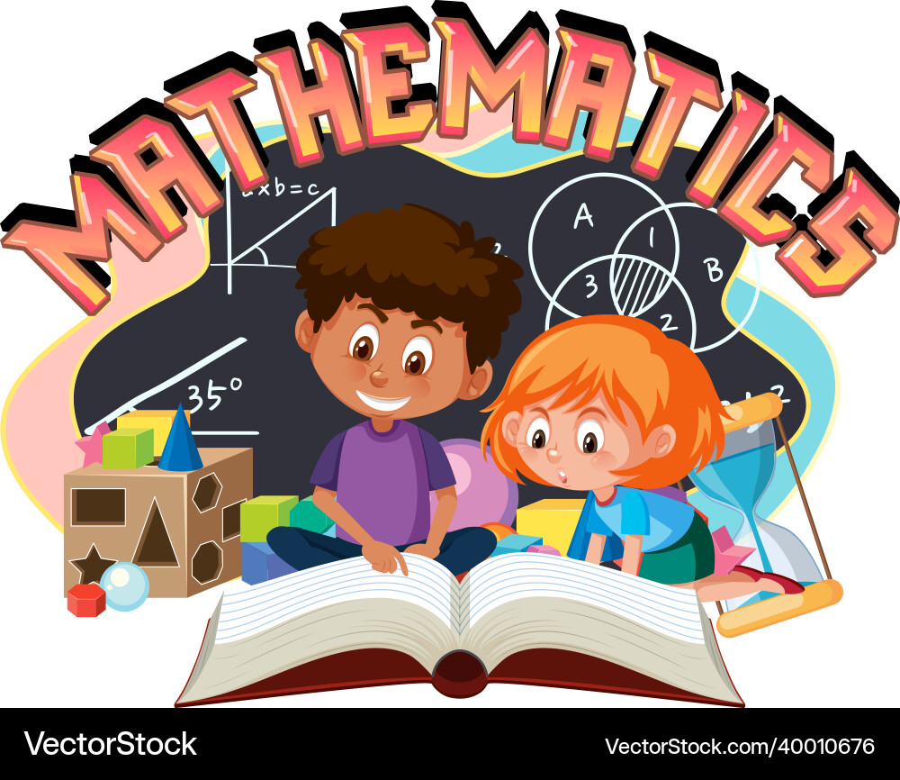 Children learning math with tools on book isolated