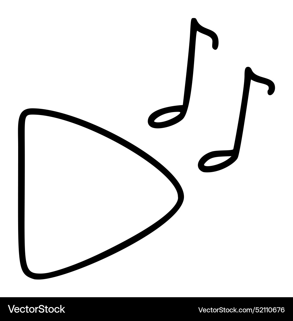 Hand drawn sign play and melody notes icon Vector Image