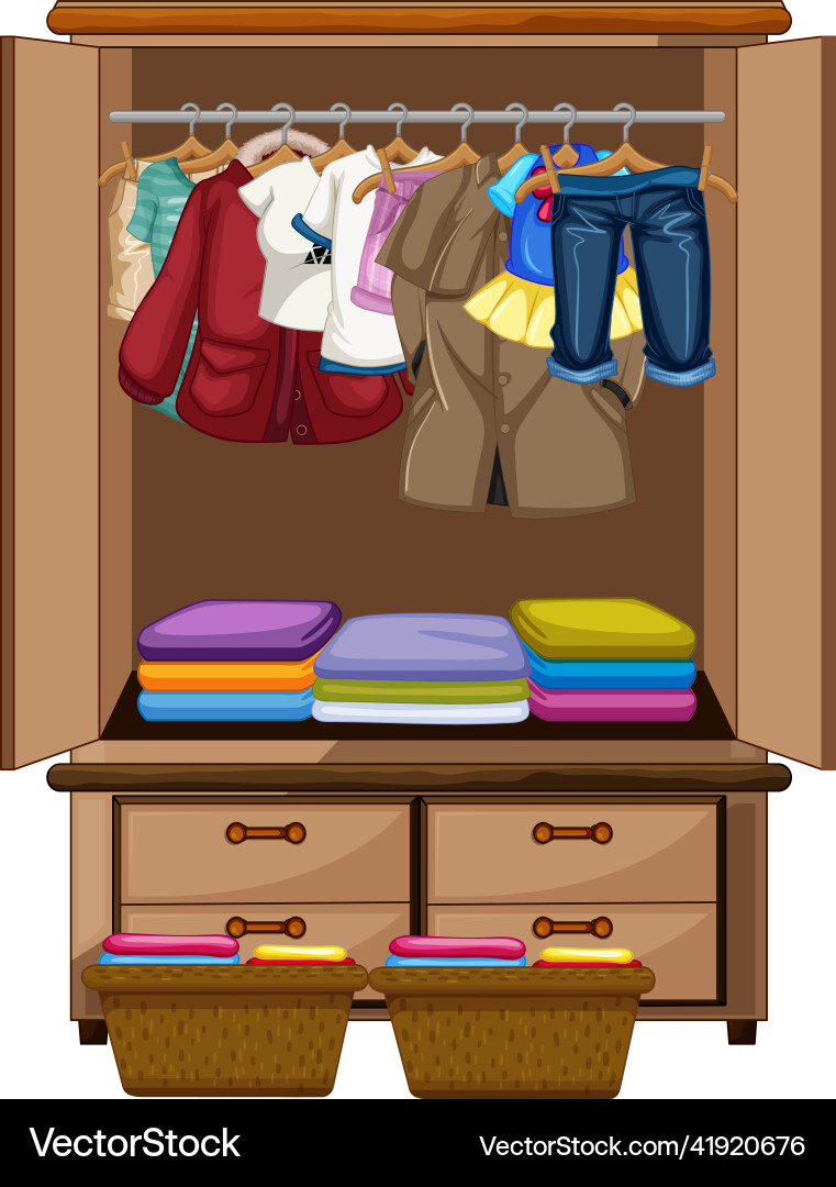 Many clothes in wardrobe Royalty Free Vector Image