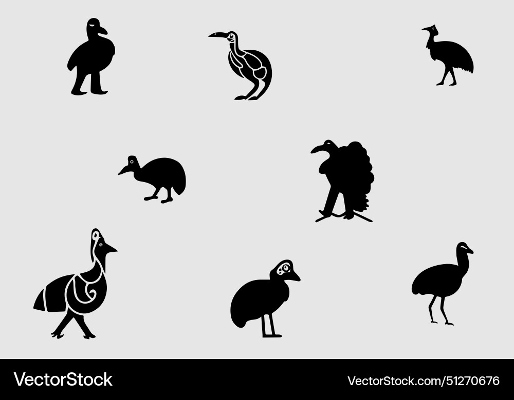 Minimal cassowary black icon design Royalty Free Vector