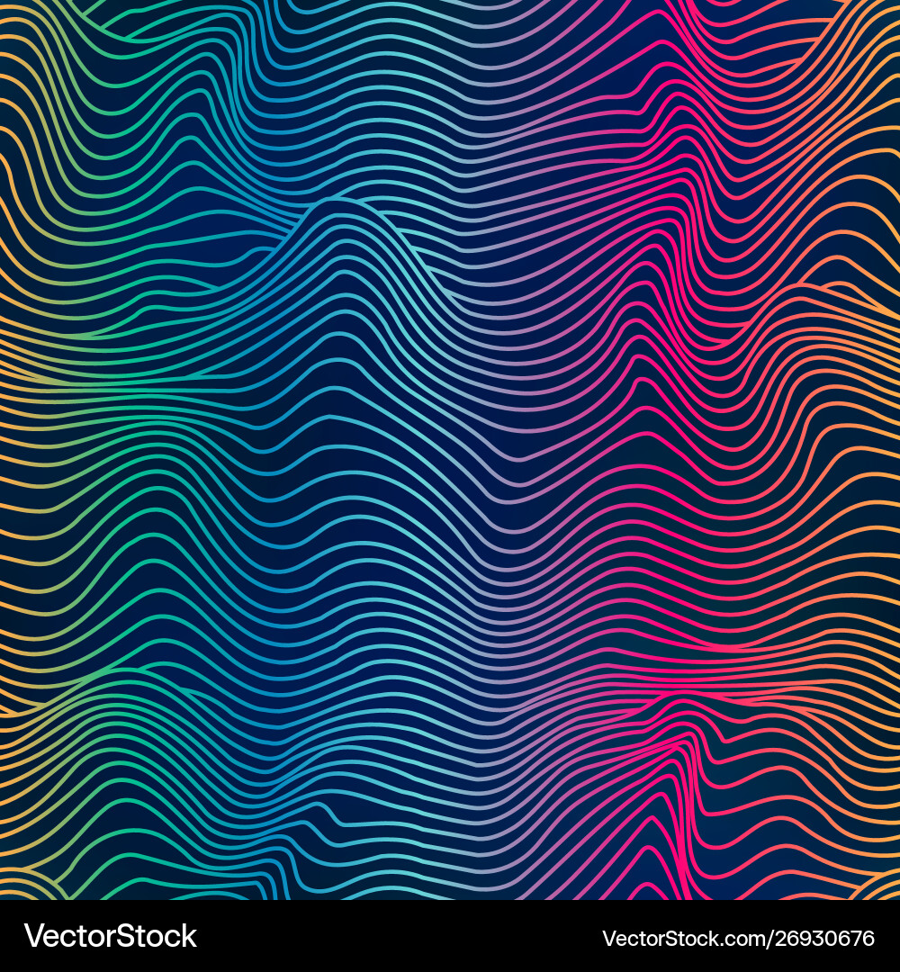 Neon wireframe wave pattern Royalty Free Vector Image