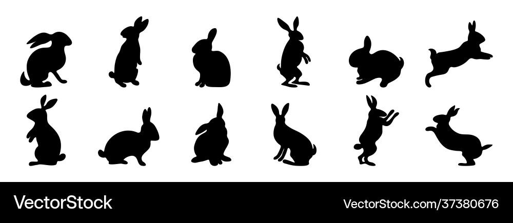 Rabbit silhouette cartoon spring animal Royalty Free Vector