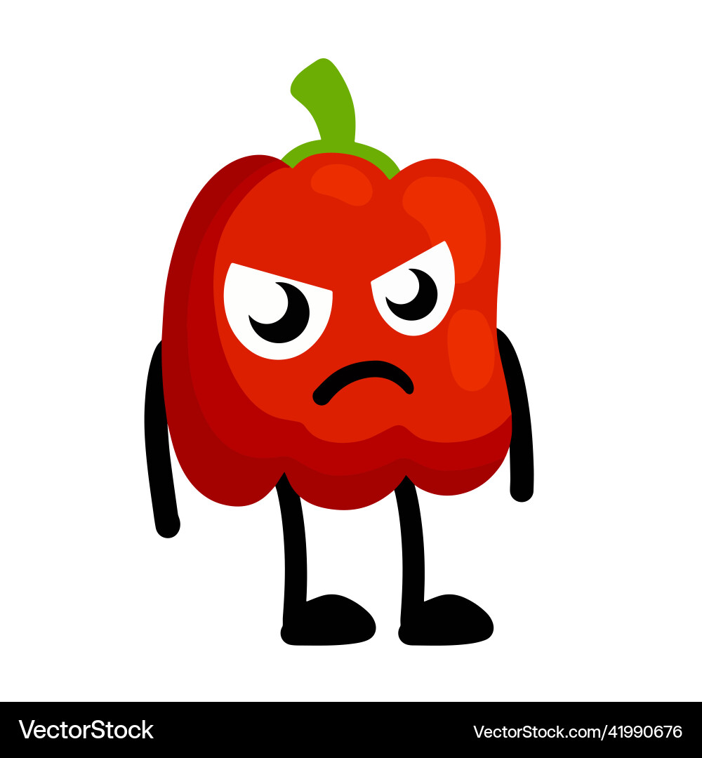 Red bell pepper sad character Royalty Free Vector Image