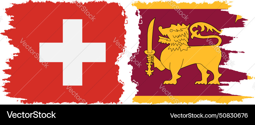 Sri lanka and switzerland grunge flags connection Vector Image