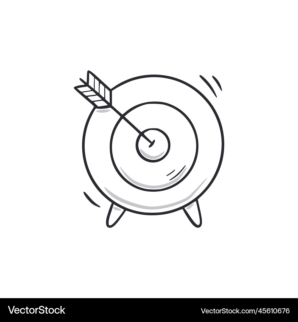 Target doodle arrow hand drawn sketch Royalty Free Vector