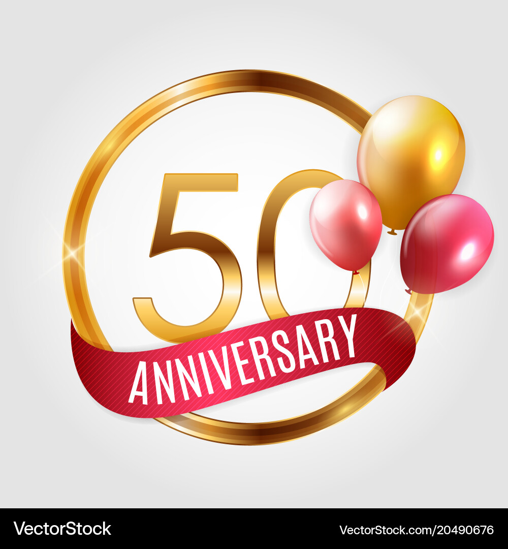 Template gold logo 50 years anniversary Royalty Free Vector