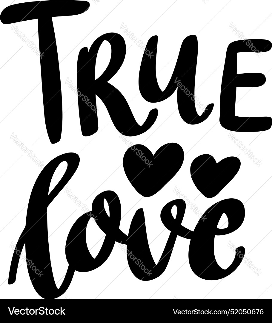 True love lettering phrase isolated on white Vector Image