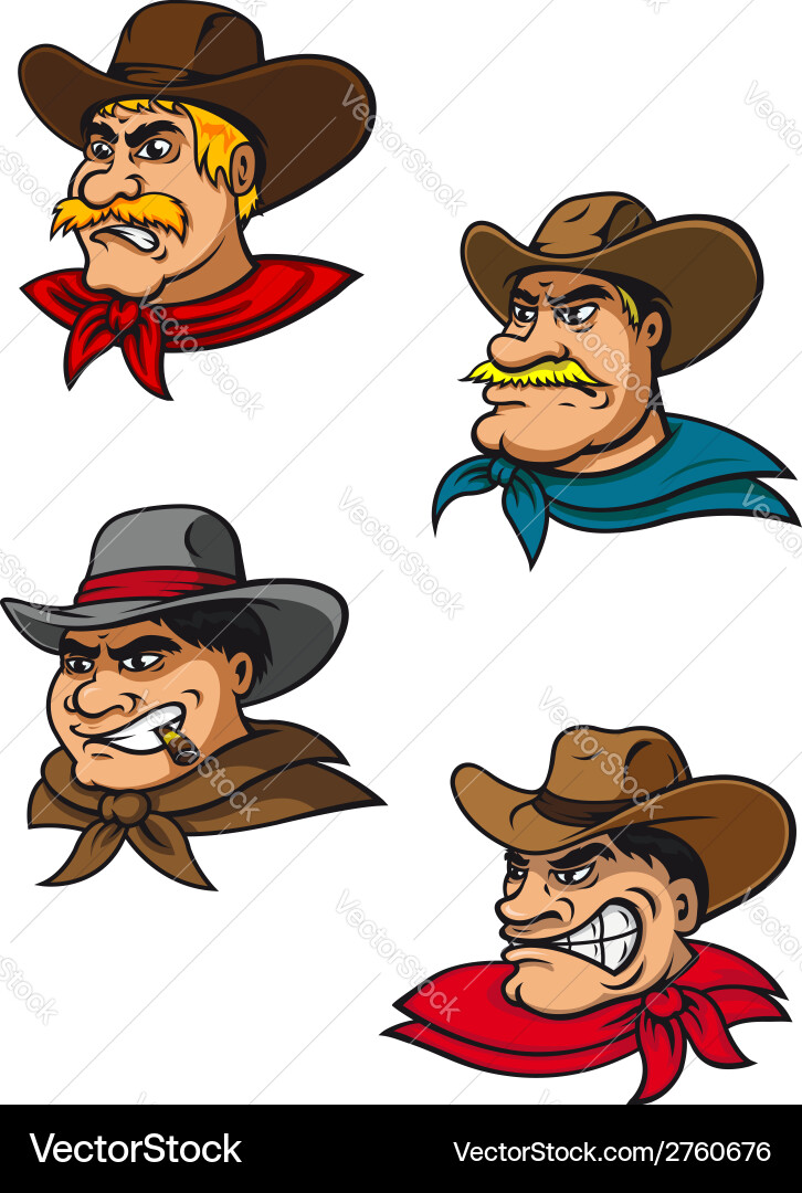 Western Cowboy Mascots Royalty Free Vector Image