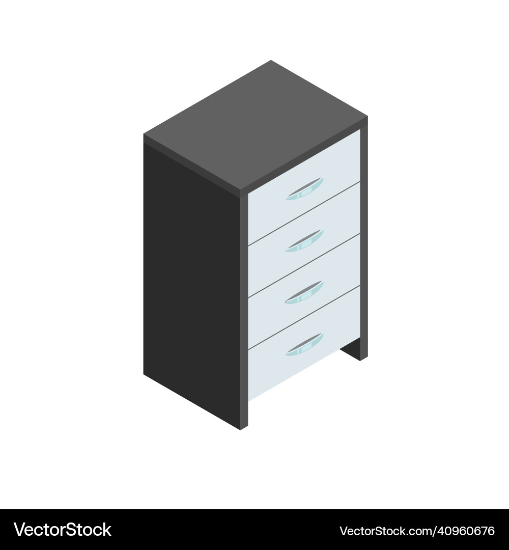Wooden file cabinet isometric flat Royalty Free Vector Image