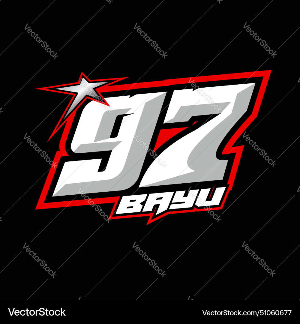 97 race number design template Royalty Free Vector Image