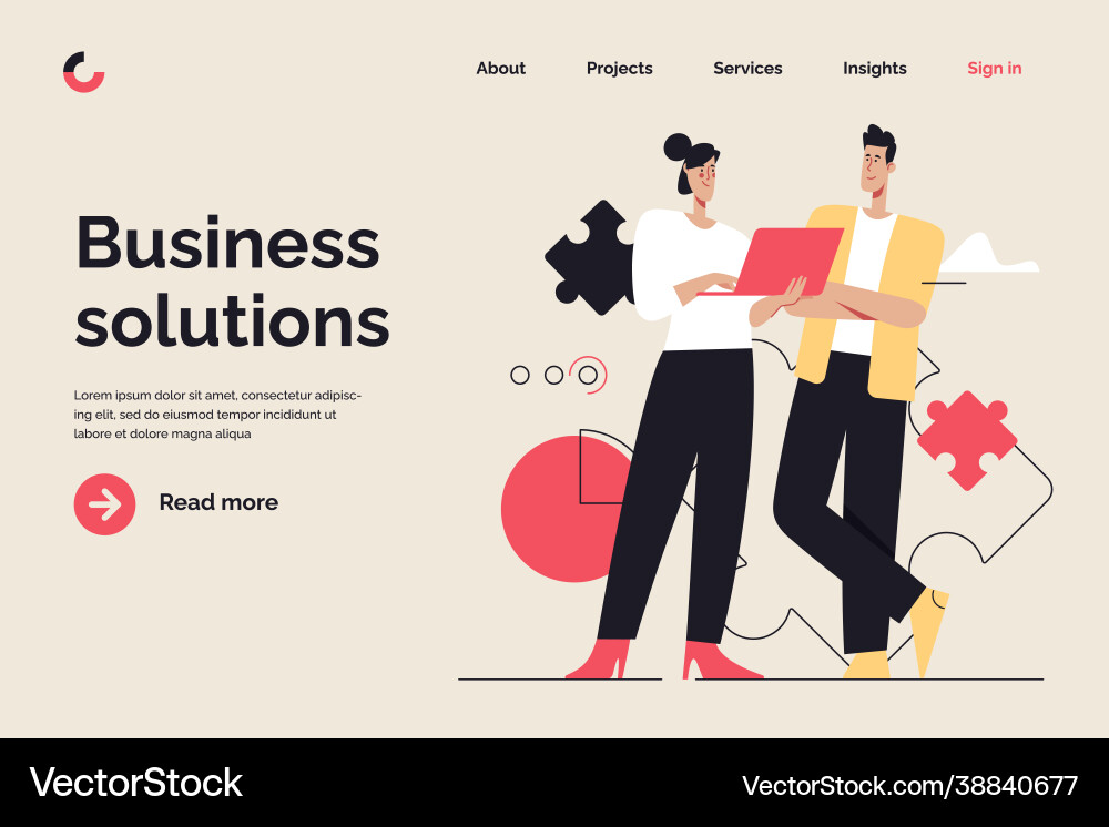 Business concept flat style outline Royalty Free Vector