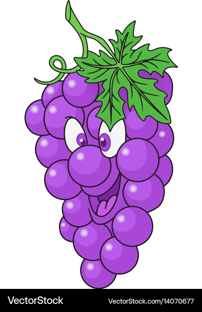 Fresh grapes cartoon Royalty Free Vector Image