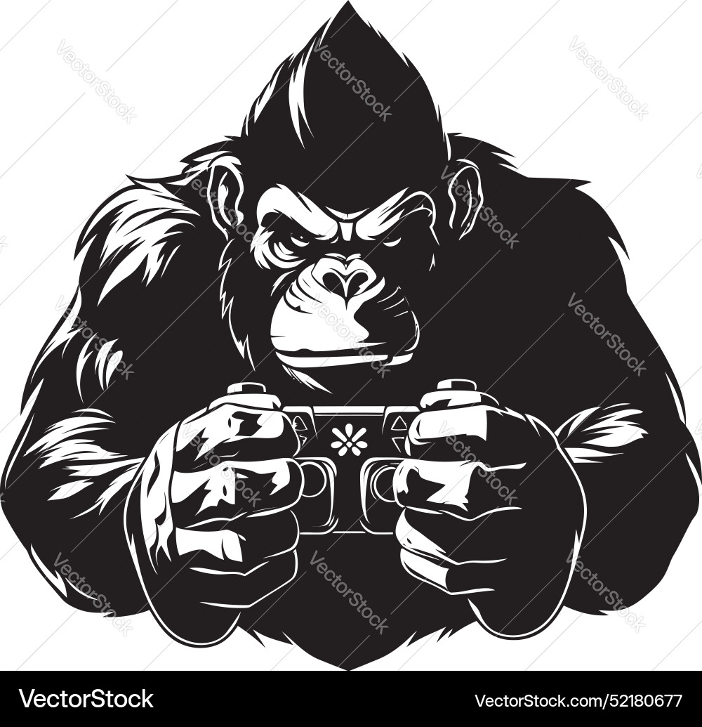 Gamepad gorilla grip ape gaming logo primate Vector Image